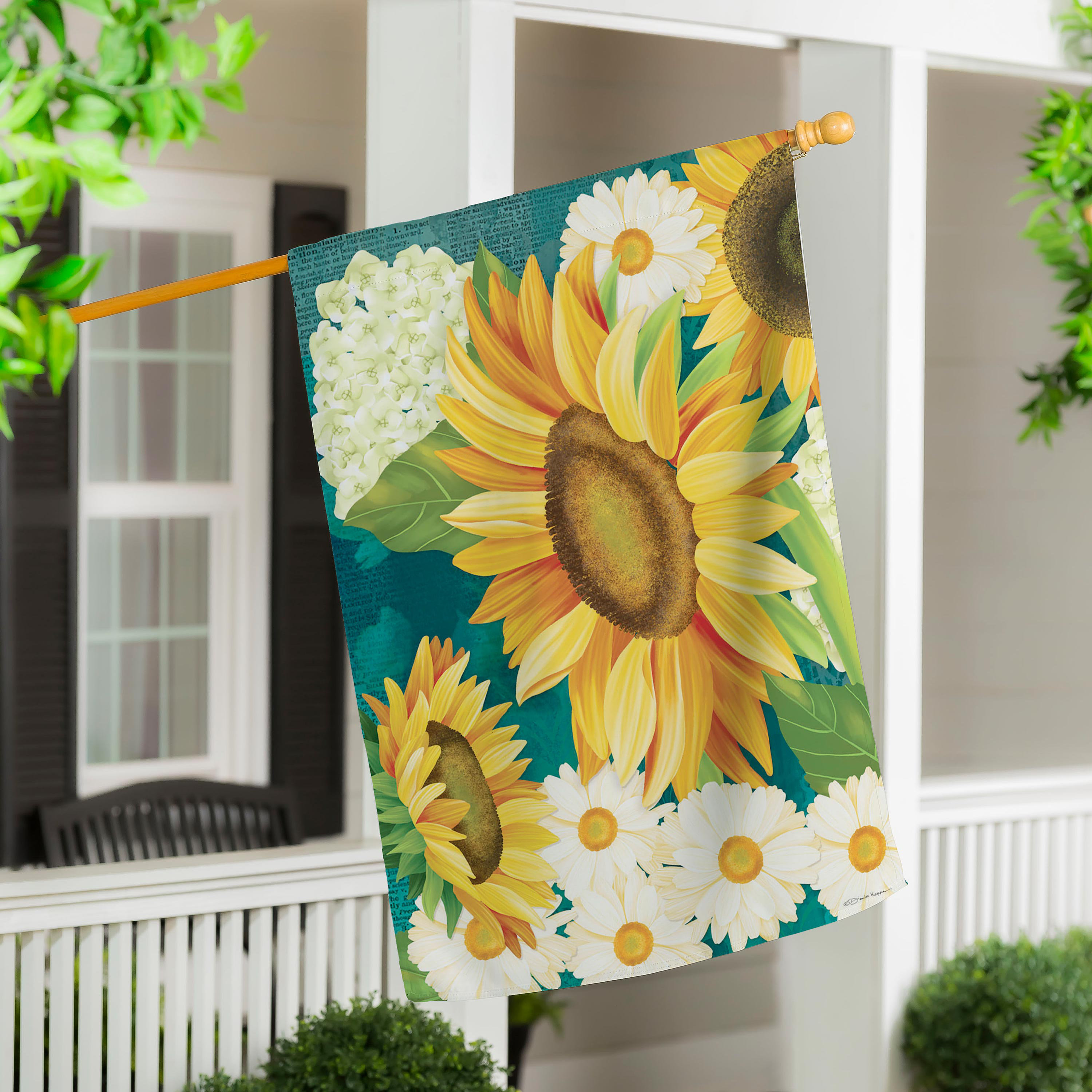 August Grove® Sunflower Bloom Burlap House Flag | Wayfair
