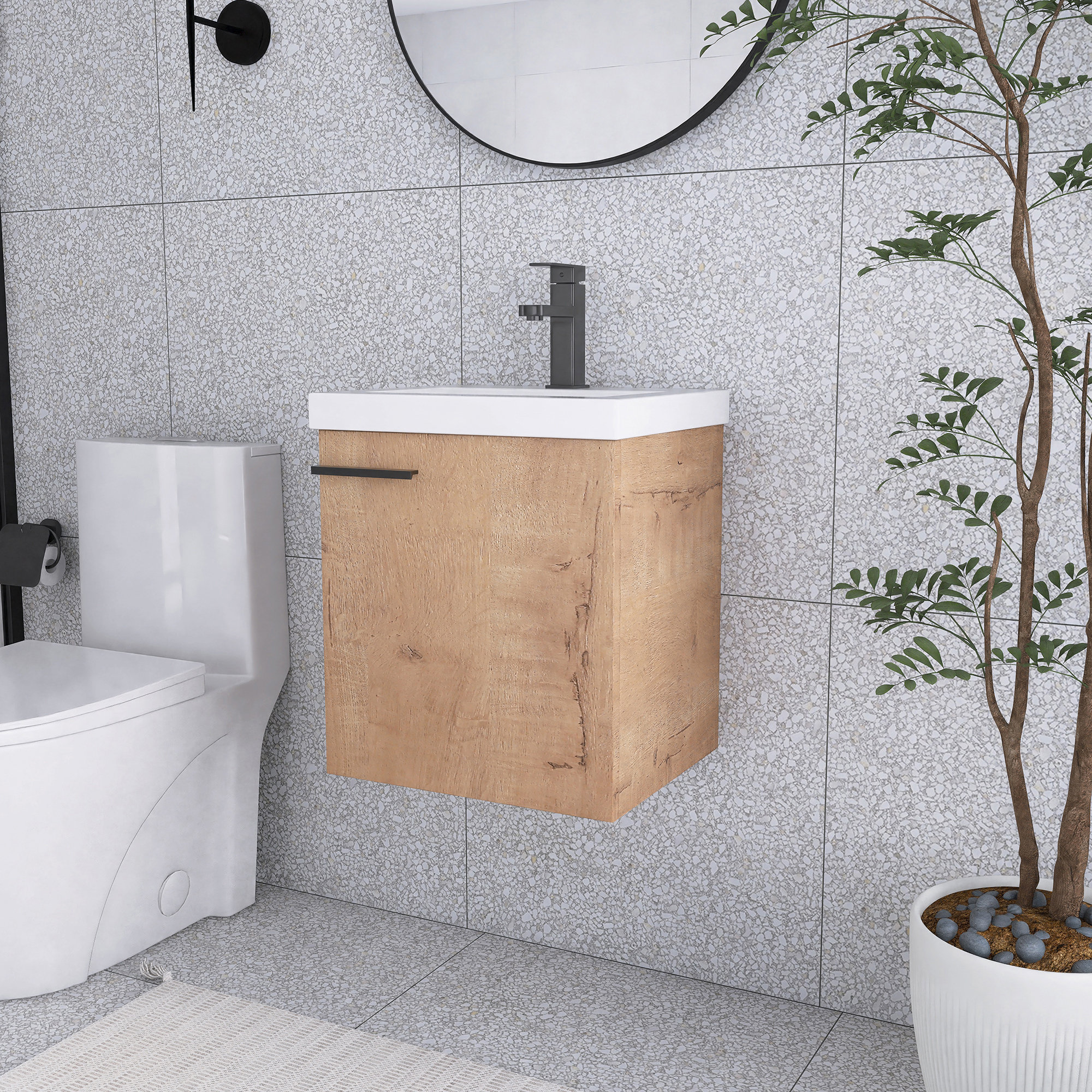 Ebern Designs 21" W Wall-Mounted Single Bathroom Vanity Set - Wayfair ...