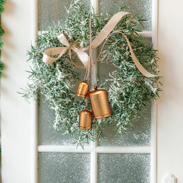 The Holiday Aisle® 4 Set Christmas Bells Rustic Hanging Bell With Rope ...