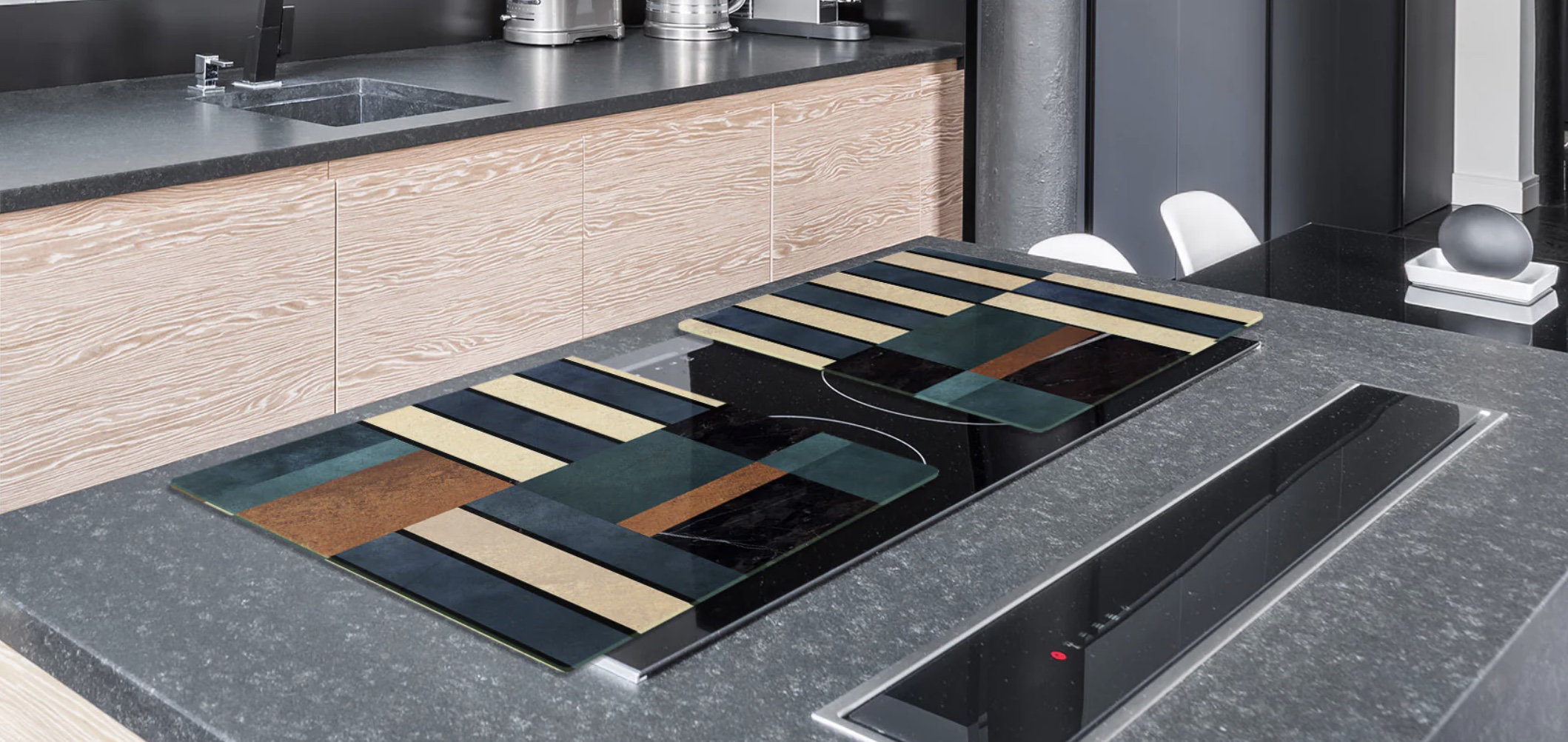 Festive Fit Home Cooktop Cover - Mixed Tile Tempered Glass, Gas ...