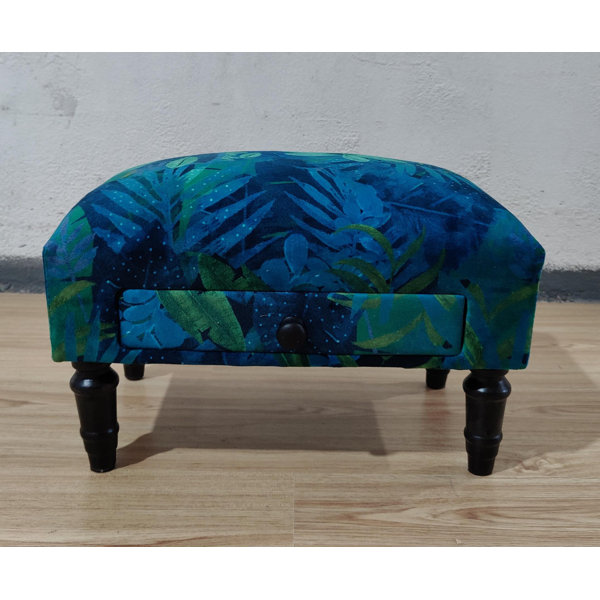 Lily Manor 40cm Wide Velvet Rectangle Floral Footstool Ottoman with ...