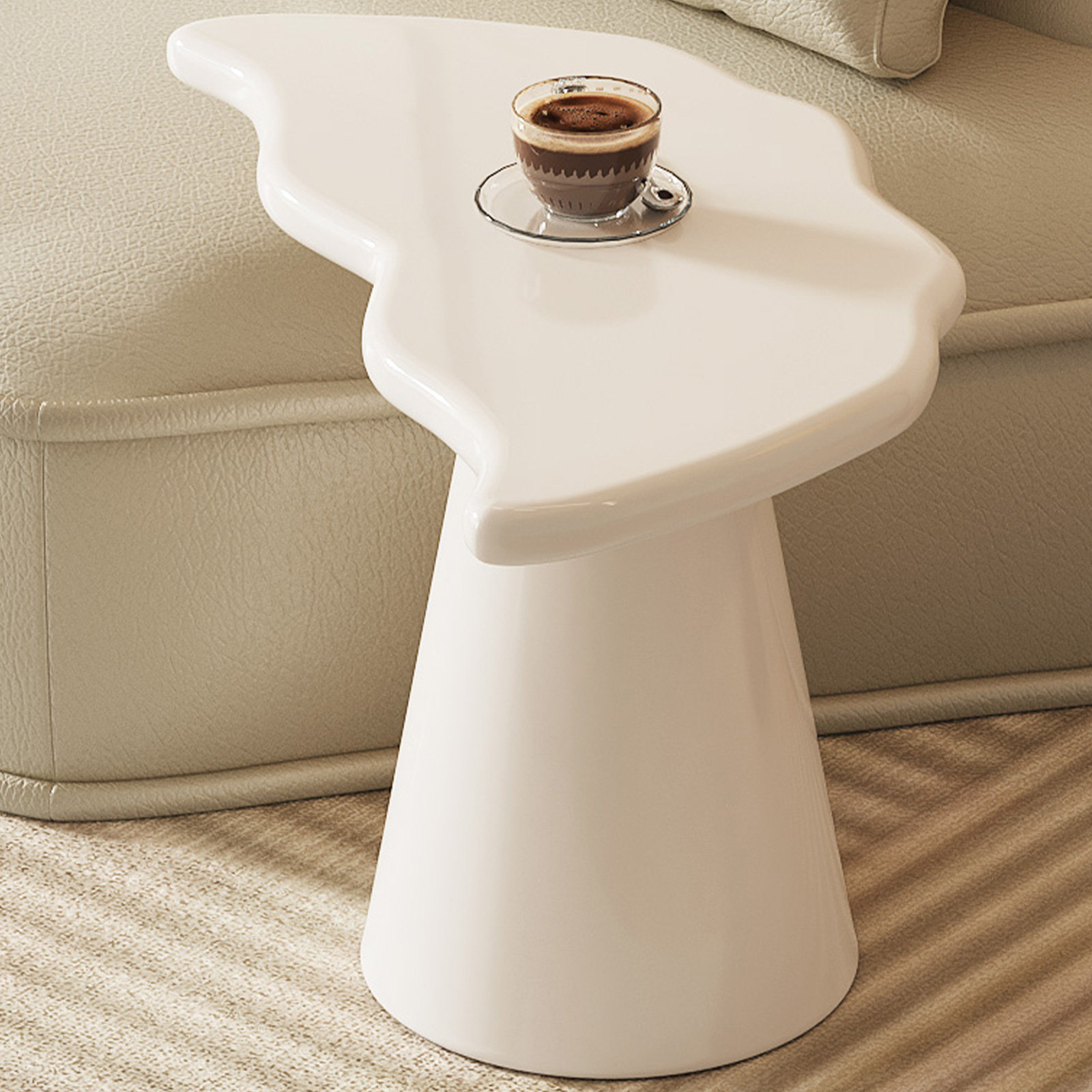George Oliver -Cream End Table,Irregular Side Table | Wayfair