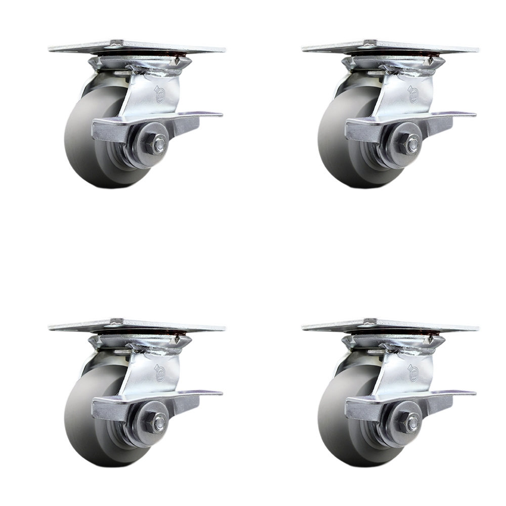 Service Caster 4 Inch Heavy Duty Thermoplastic Caster Set with Roller ...