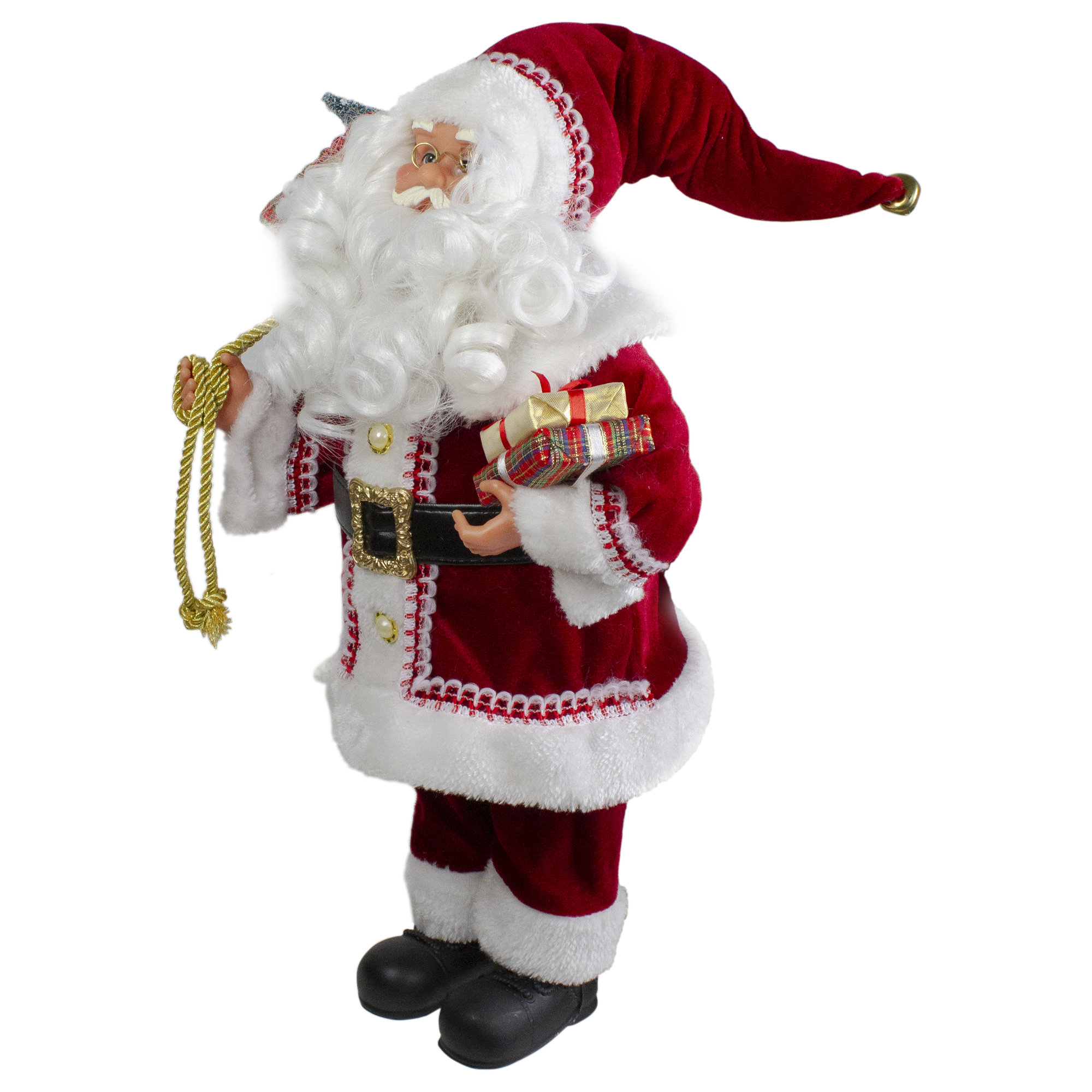 Northlight Seasonal 18-Inch Standing Curly Beard Santa Christmas Figure ...