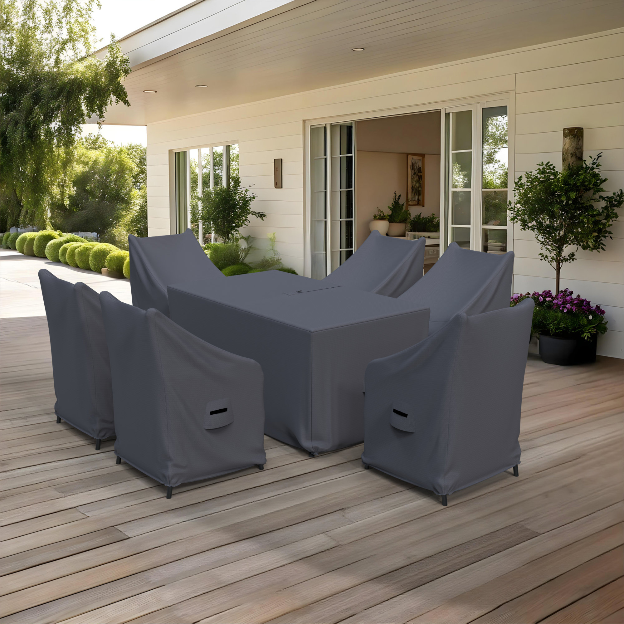 Freeport Park® Kimpel 6-Person Outdoor Patio Dining Set Covers, Water ...