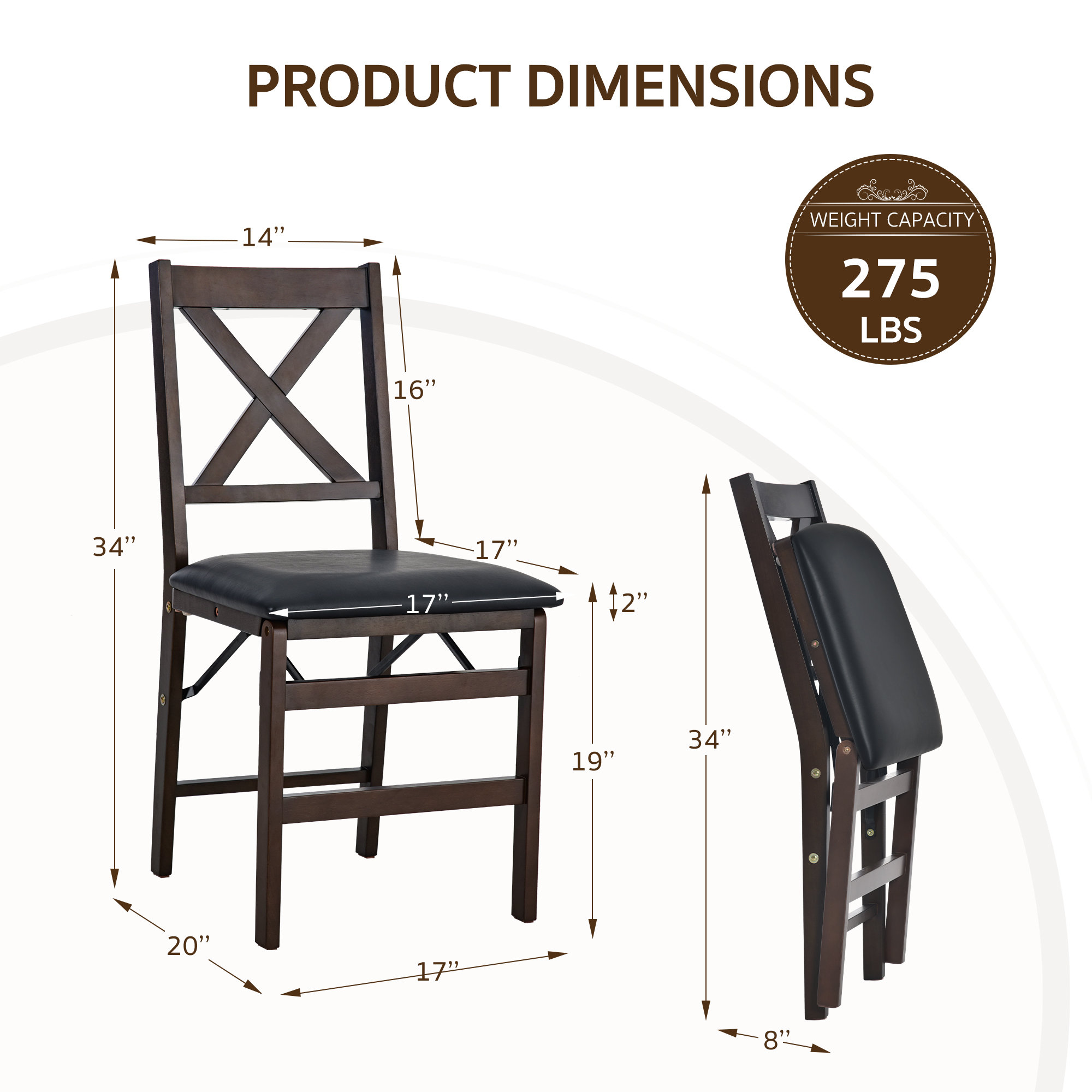 Breakwater Bay Padded Cross Back Folding Dining Chair Side Chairs | Wayfair