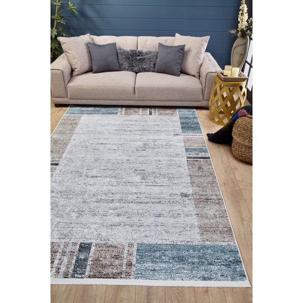 Hargun Usso Framed Machine Woven Beige Area Rug | Wayfair.co.uk