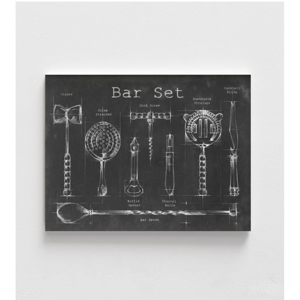 WeFrameArt Bar Set By Ethan Harper, Barware Blueprint Bar Tools Poster ...