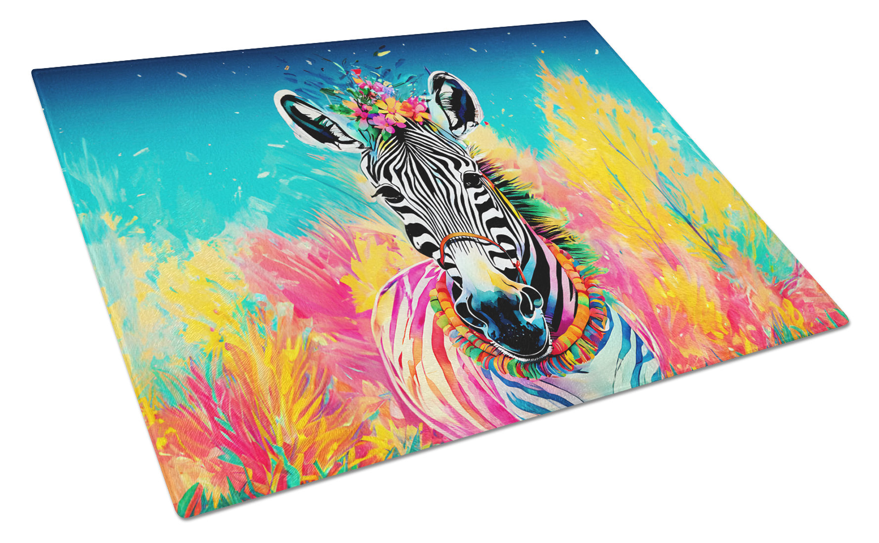 Caroline's Treasures Hippie Animal Zebra Glass Cutting Board | Wayfair