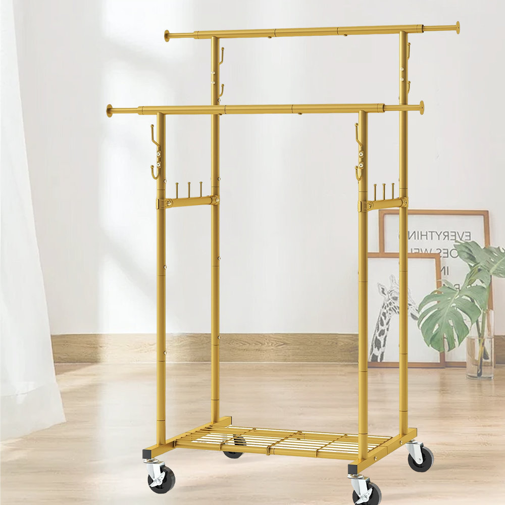 Latitude Run® Double Rod Garment Rack Home Storage Helper | Wayfair