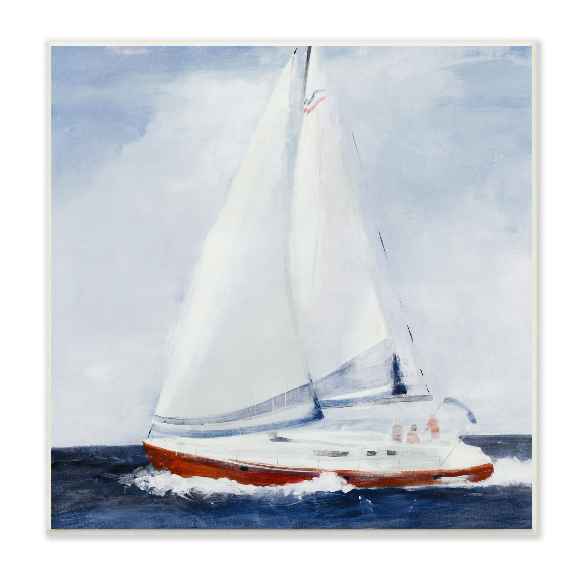 Stupell Industries Sail Boat Against Cloudy Sky Ocean Foam Splashing by ...
