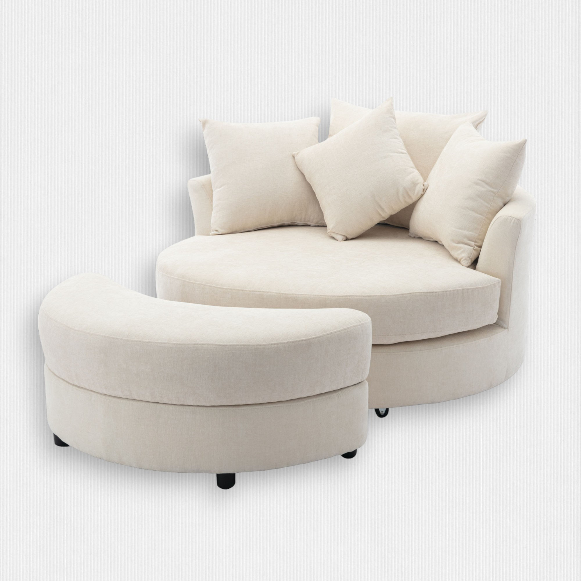 Orren Ellis Ryelle Upholstered Swivel Barrel Chair with Ottoman | Wayfair