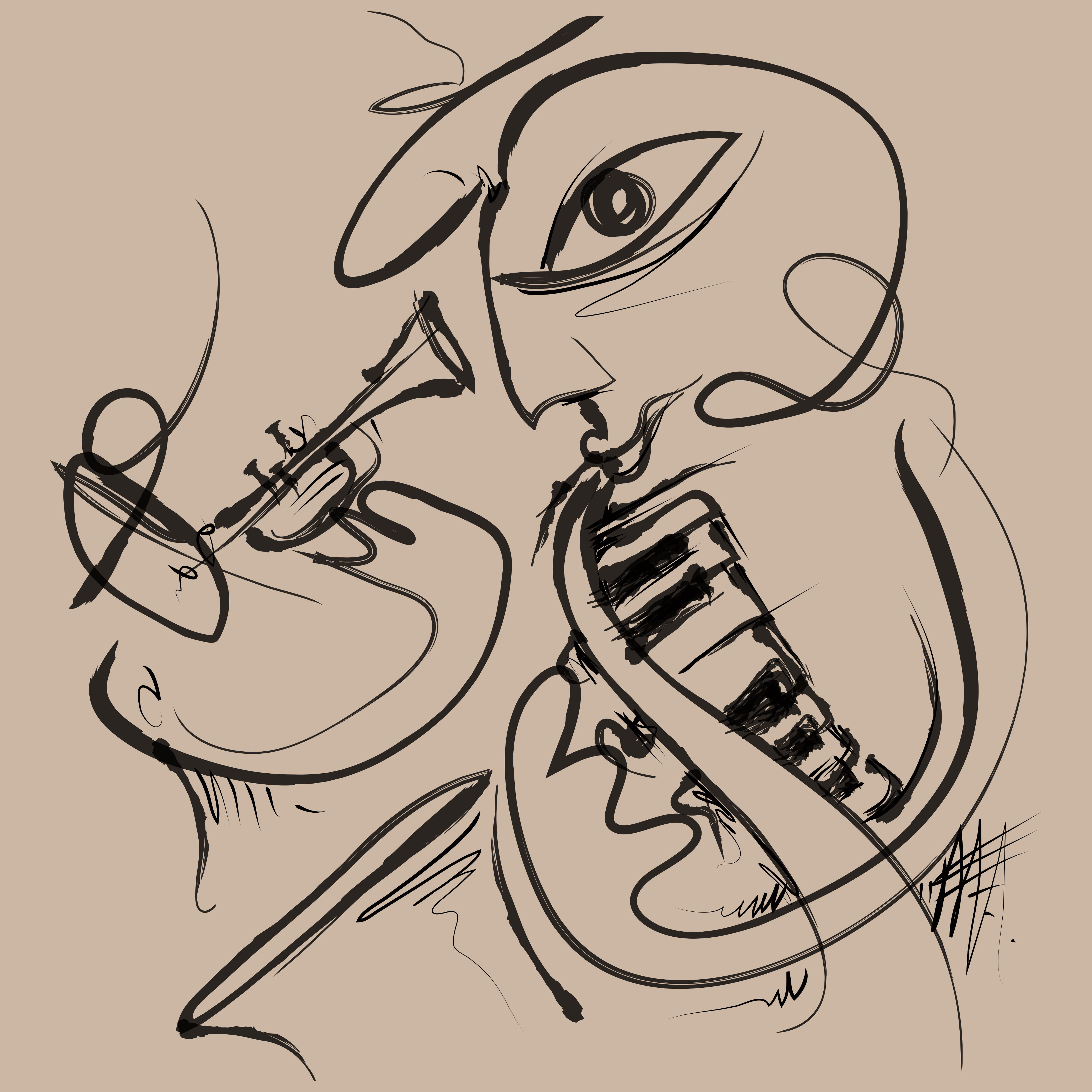 Wrought Studio™ Jazz Face Sketch by Ad Krikorian - Wrapped Canvas ...