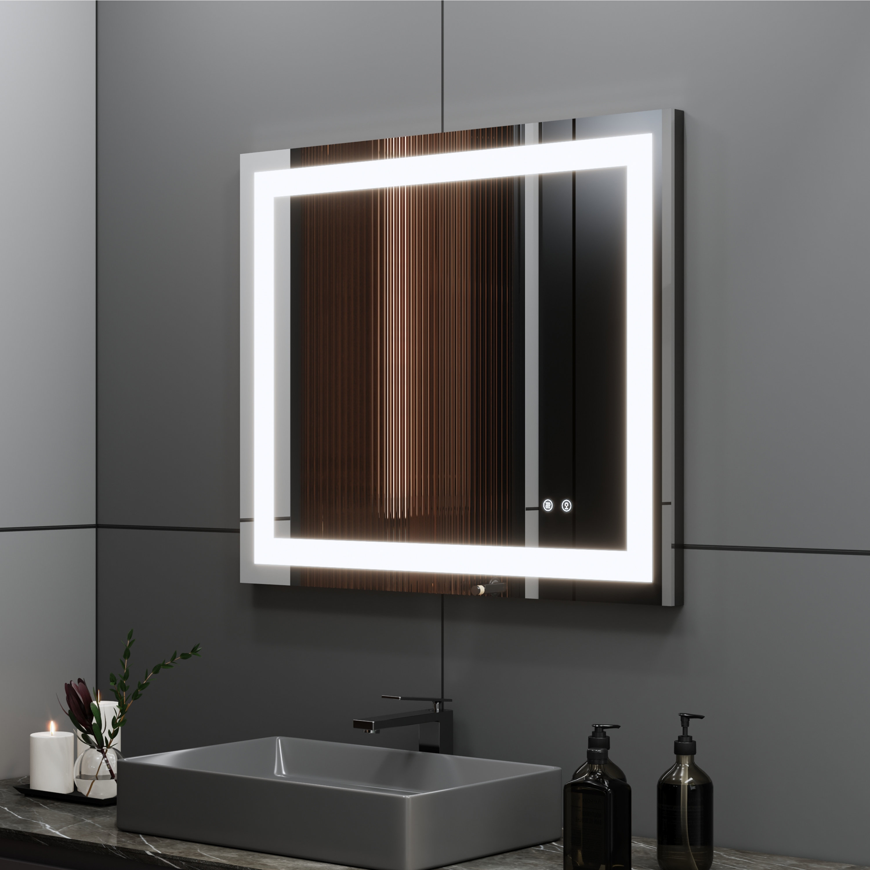 Ivy Bronx Aapeli 36" x 30" Professional LED Bathroom Mirror with Four ...
