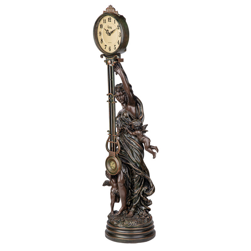 Design Toscano Grand-Scale Flora Sculptural Swinging Pendulum Clock ...