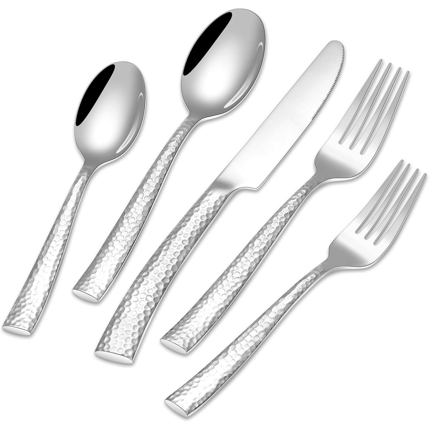 Latitude Run® 40-Piece Hammered Silverware Set, Stainless Steel ...