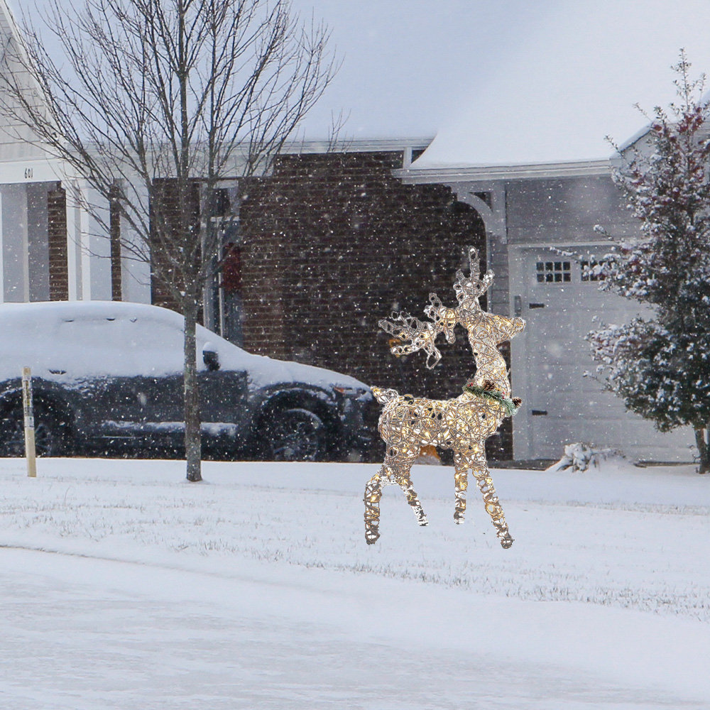 The Holiday Aisle® Rattan Standing Buck Lighted Display - Wayfair Canada