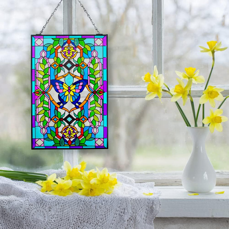 Rosalind Wheeler Suncatcher Panel Windows Wall Decor with Metal Frame ...