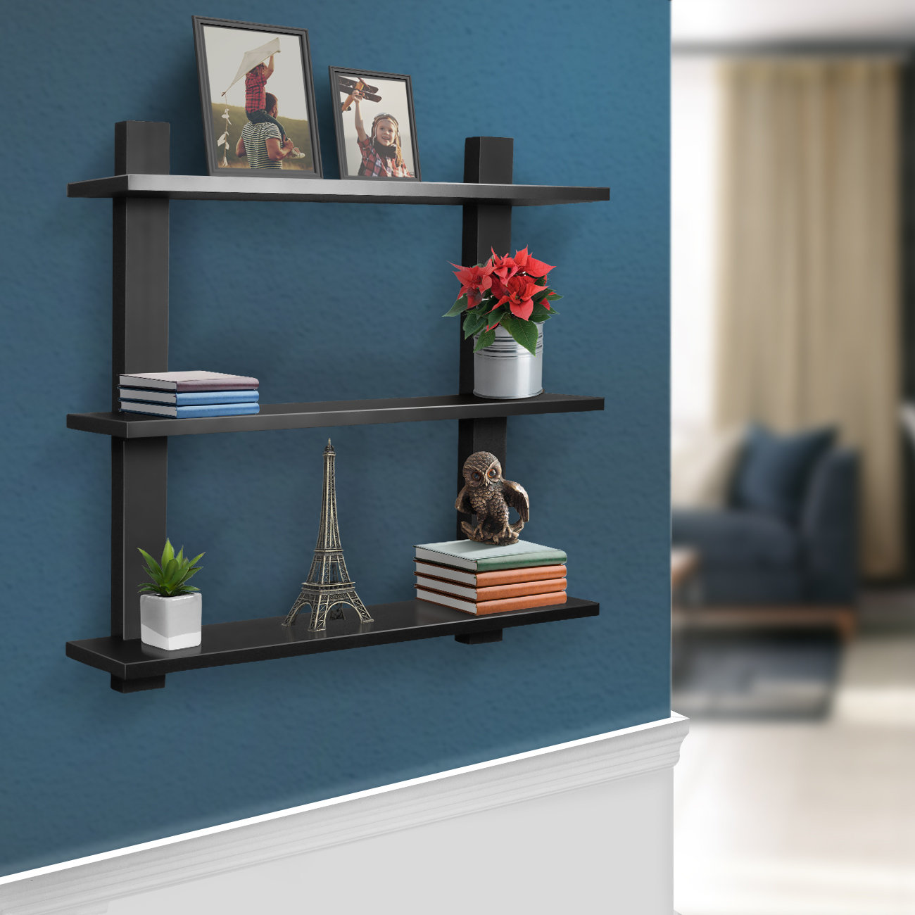 Sorbus Floating Shelf — Asymmetric Square Wall Shelf, Decorative ...