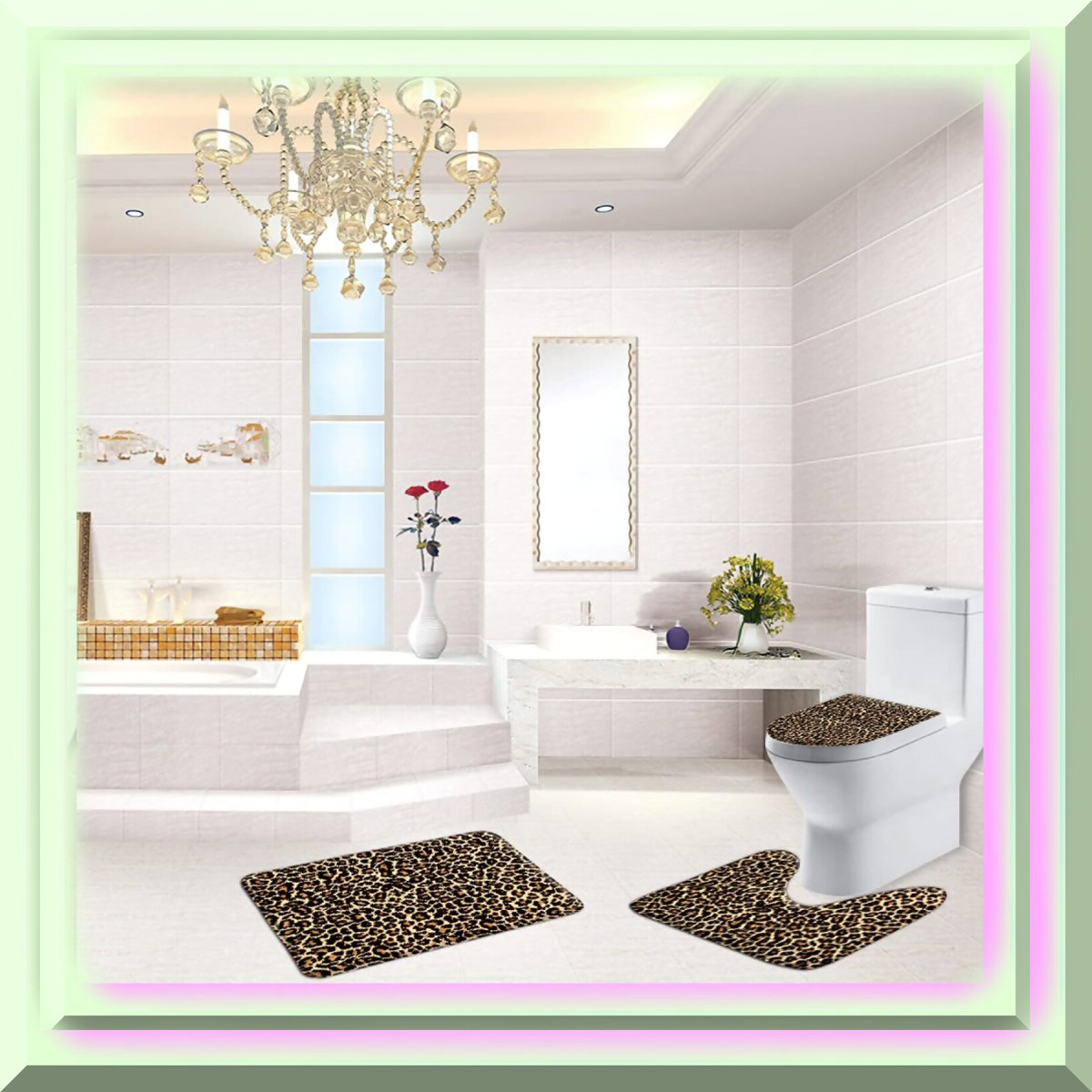 East Urban Home Savanna Comfort: Leopard Print Memory Foam Bath Rug Set ...