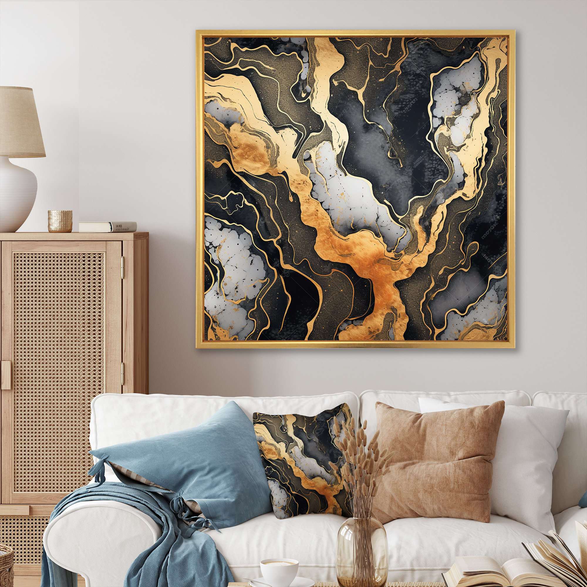 Mercer41 Gold And Grey Marble Glimmering Galaxies II - Fractal Wall Art ...