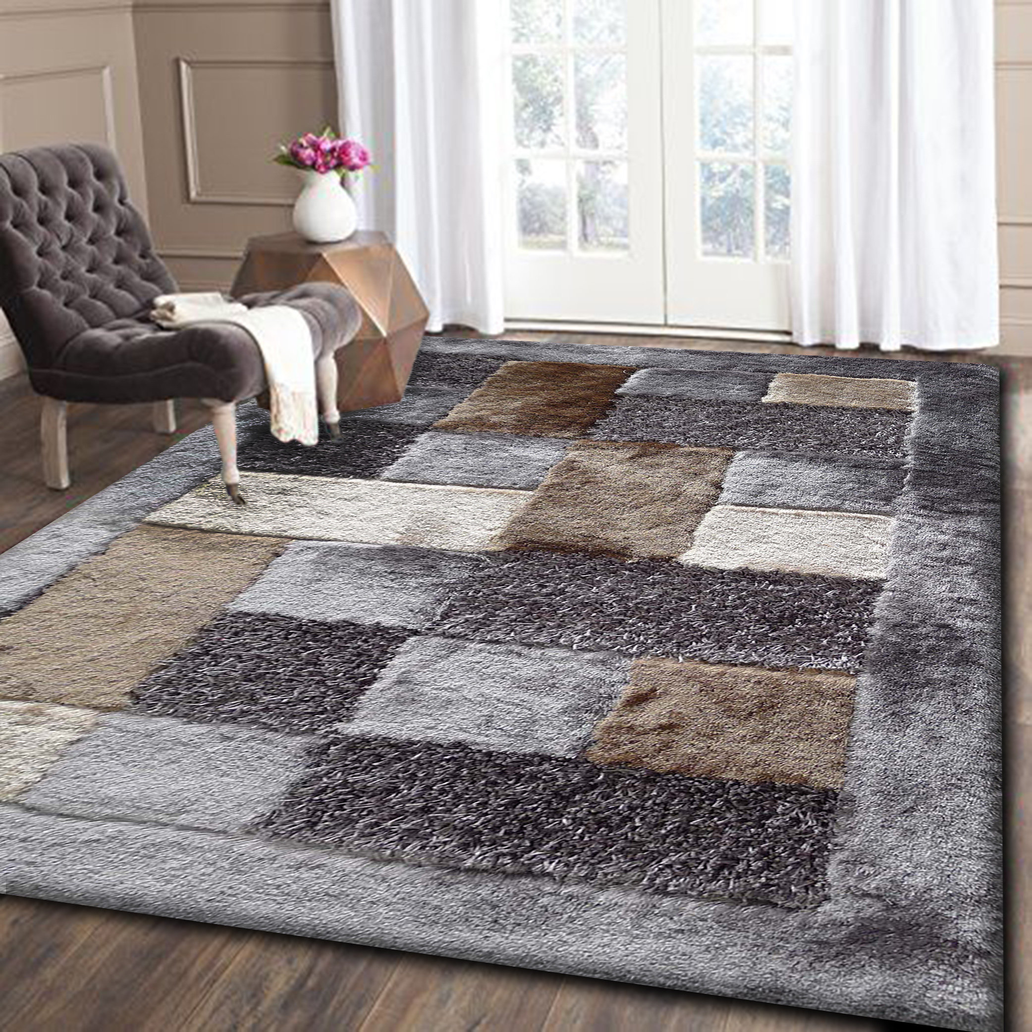 Red Barrel Studio Nevin Geometric Hand-Tufted Gray/Brown Area Rug | Wayfair