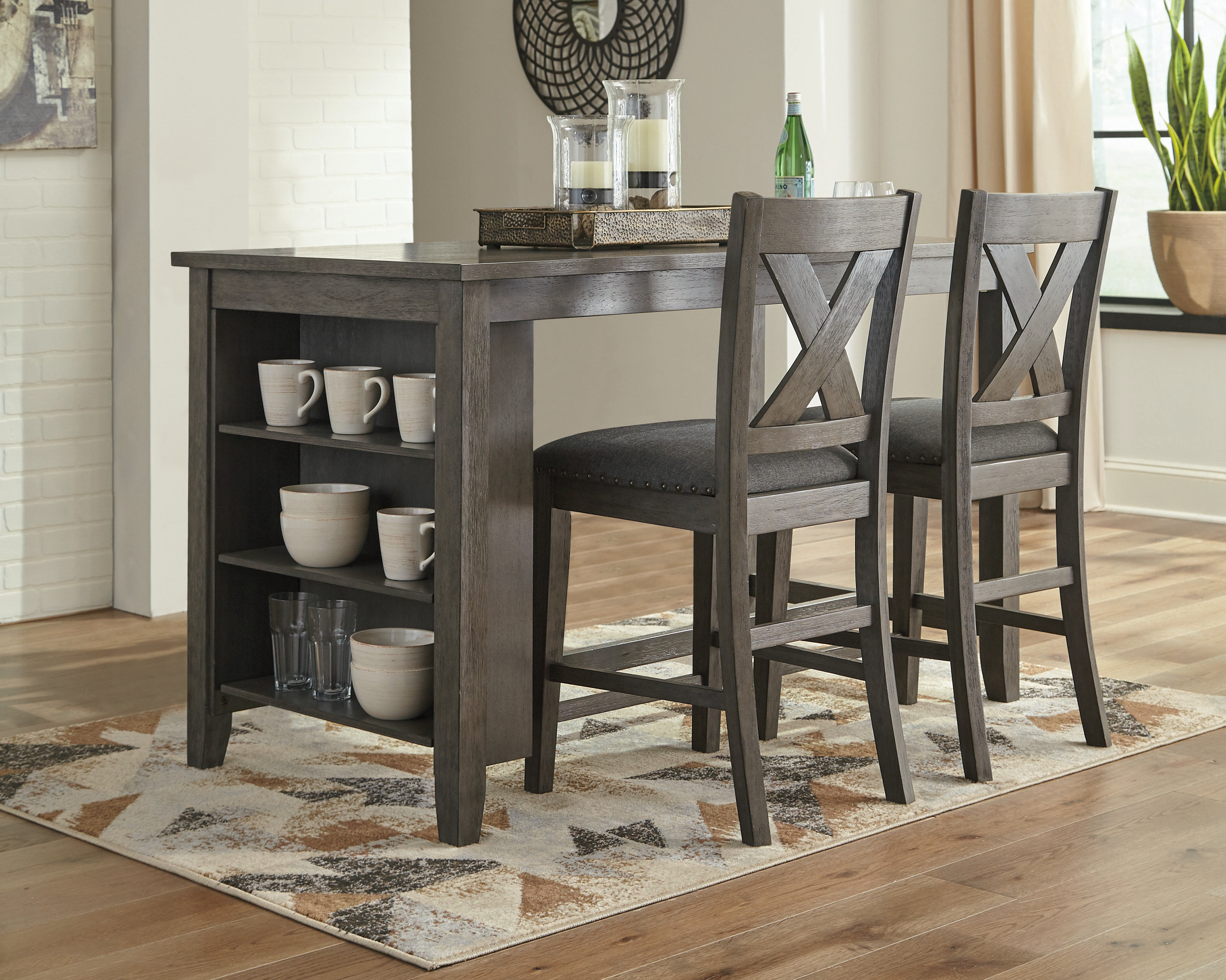 Gracie Oaks Caitbrook Counter Height Dining Table and 2 Barstools | Wayfair