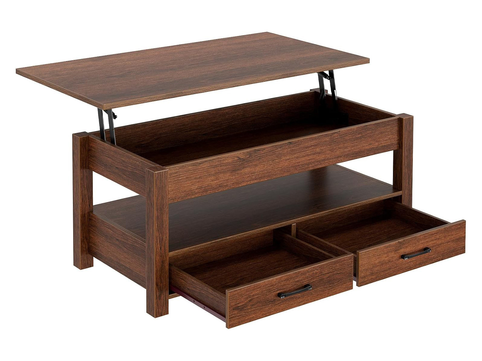 Everly Quinn Lift Top Coffee Table With Drawers And Hidden Storage ...