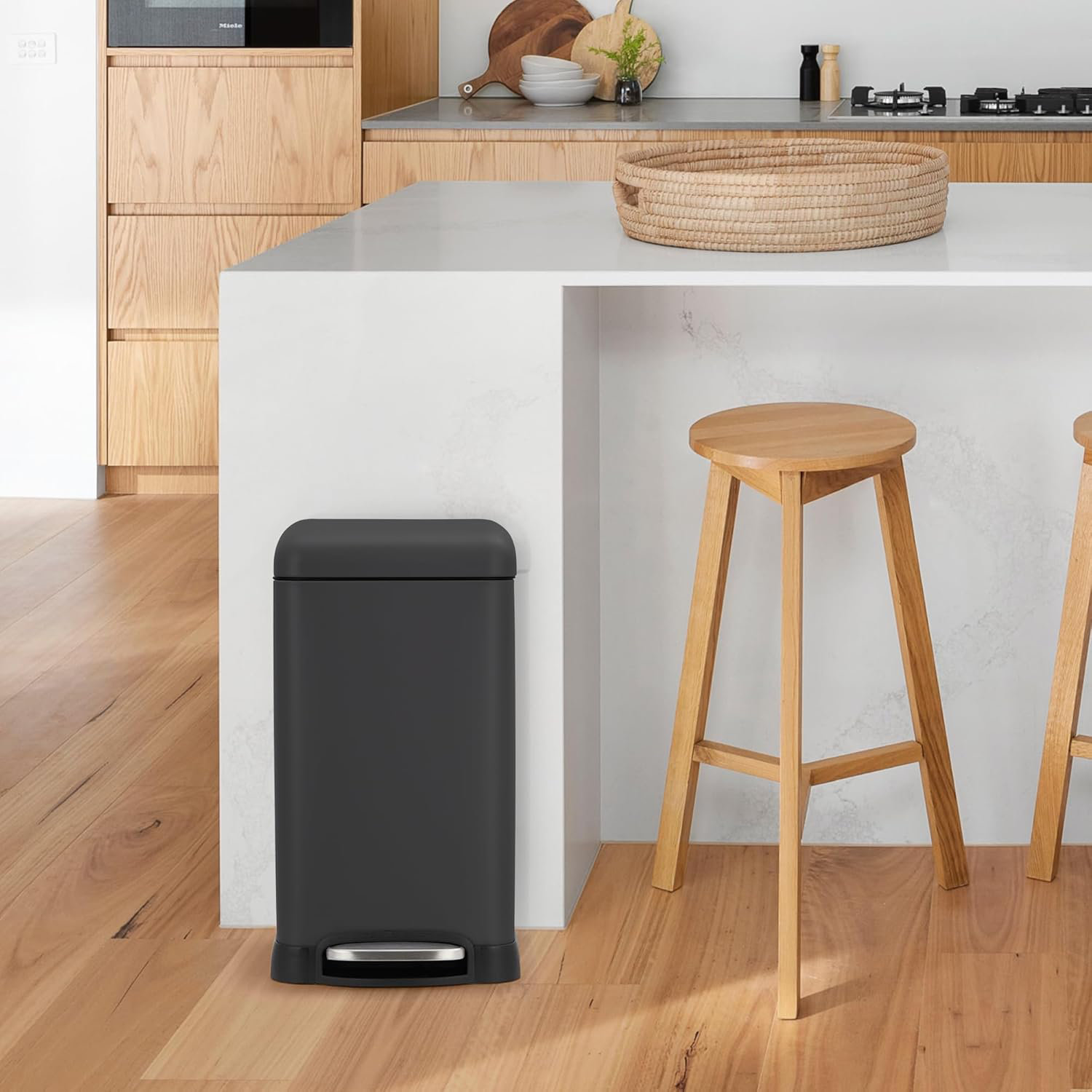 Homhougo Stainless Steel Trash Can, M7 12L Capacity, 30x24x44cm ...