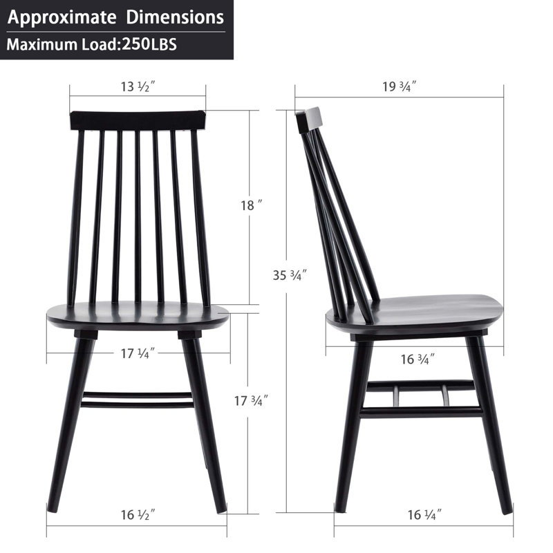 Gracie Oaks Gisela Solid Wood Slat Back Side Chair in Black & Reviews ...