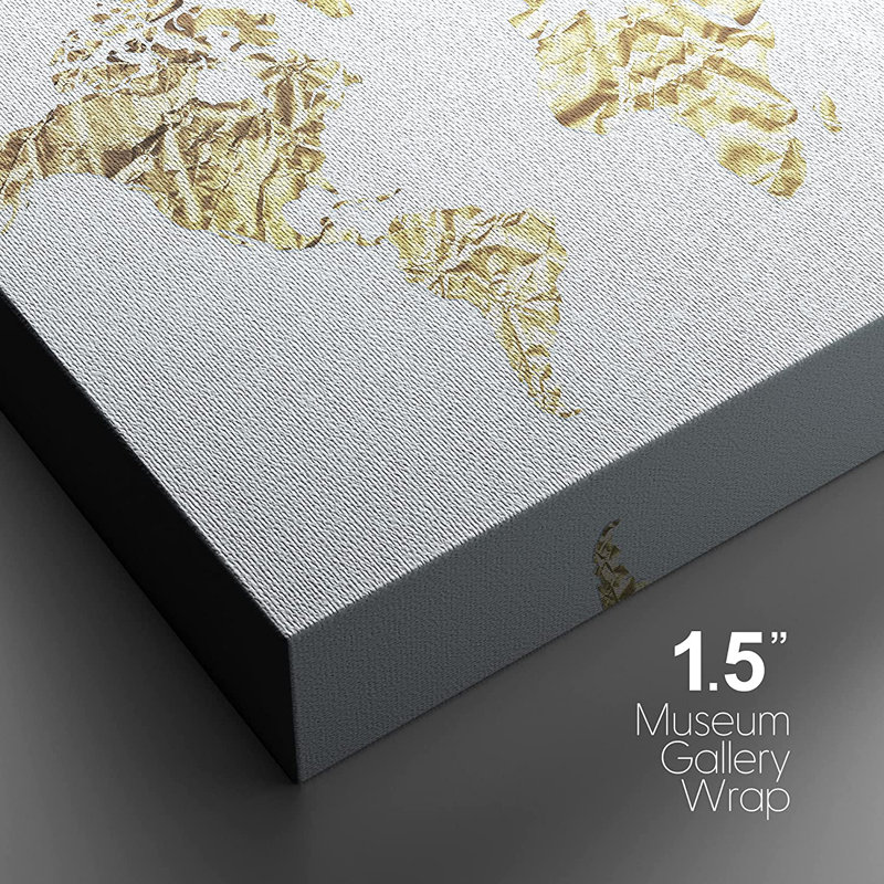 IDEA4WALL World Map Landscape Islands - Wrapped Canvas Print | Wayfair