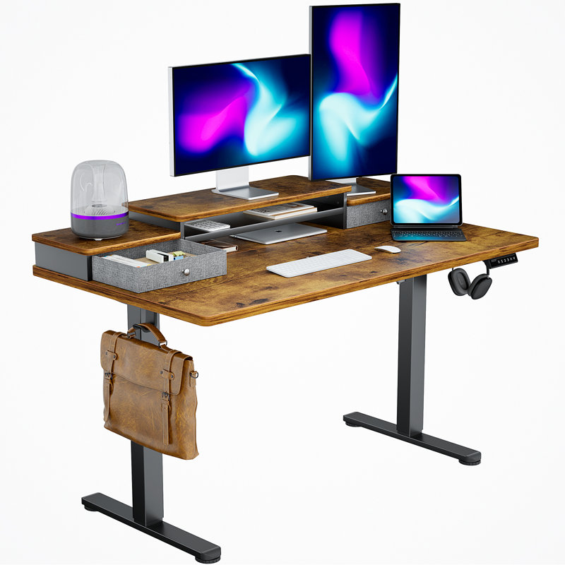 17 Stories Electric Adjustable Height Standing Desk Computer Table with ...