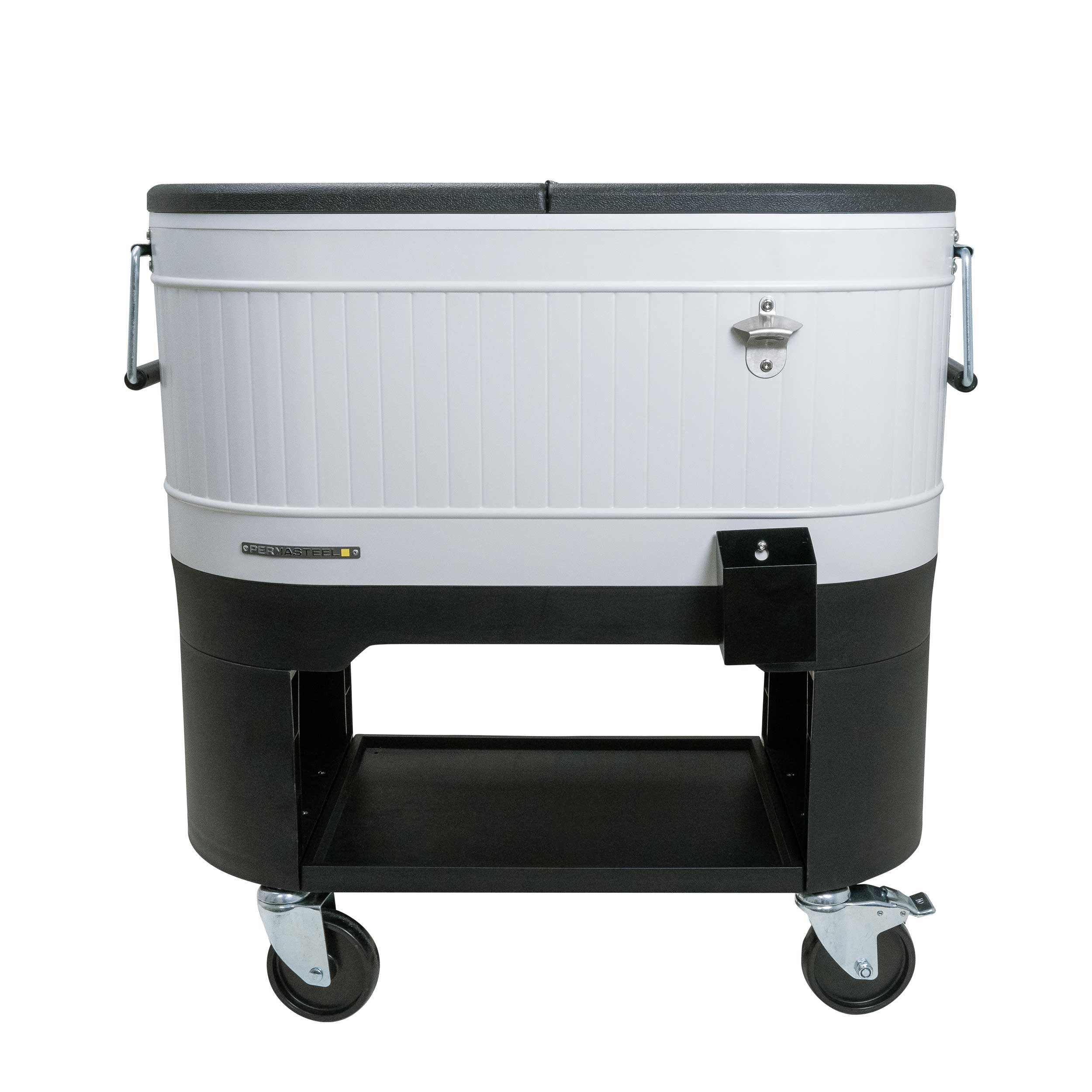 Permasteel 120-Quart Outdoor Portable Patio Cooler with Wheels, 2 Drink ...