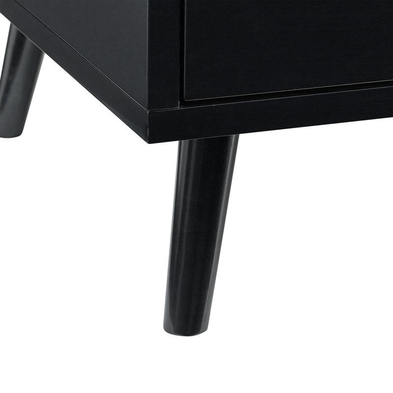 George Oliver Gesa Black Wood Nightstand & Reviews | Wayfair