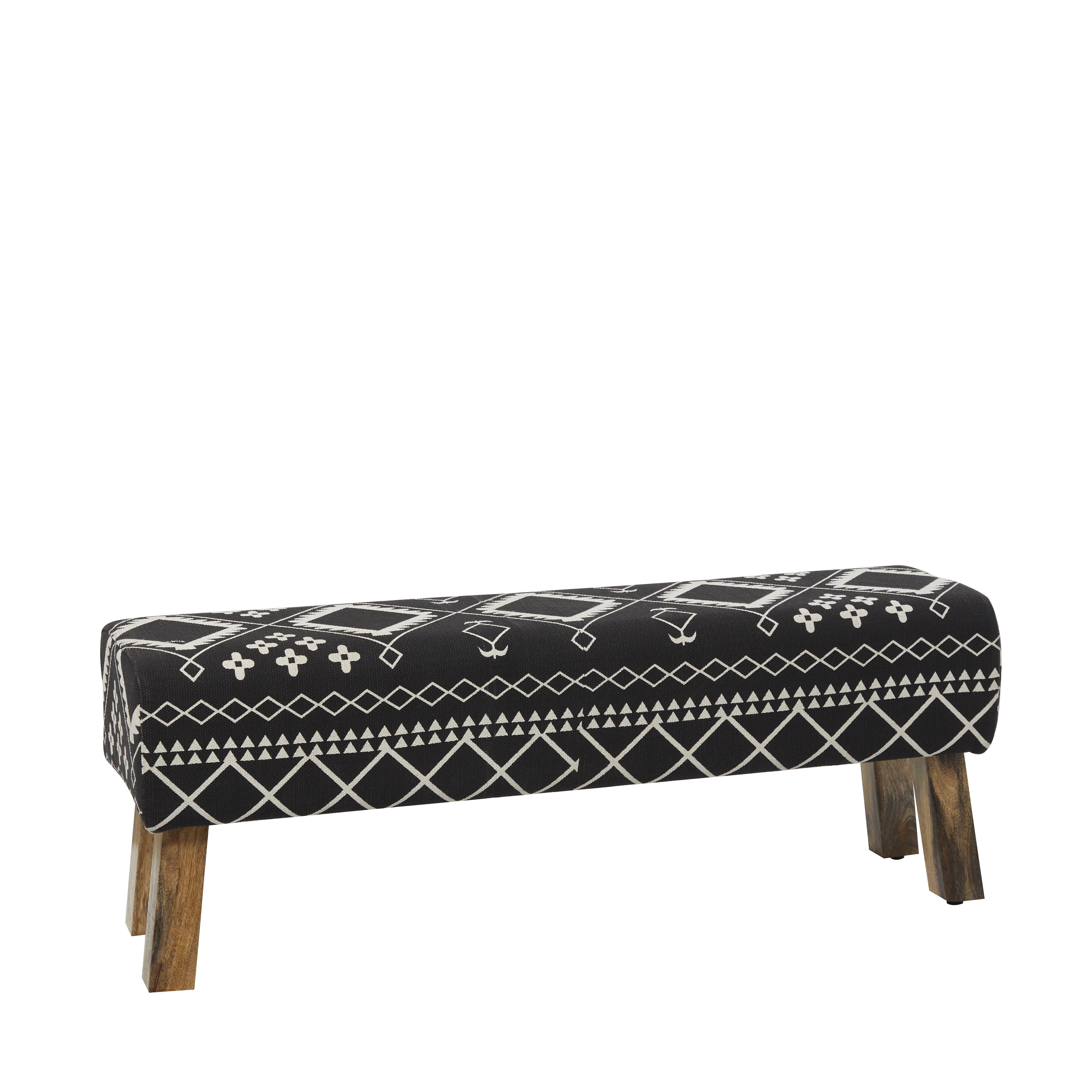 Union Rustic Wood Tribal Black Bench with Wood Legs | Wayfair