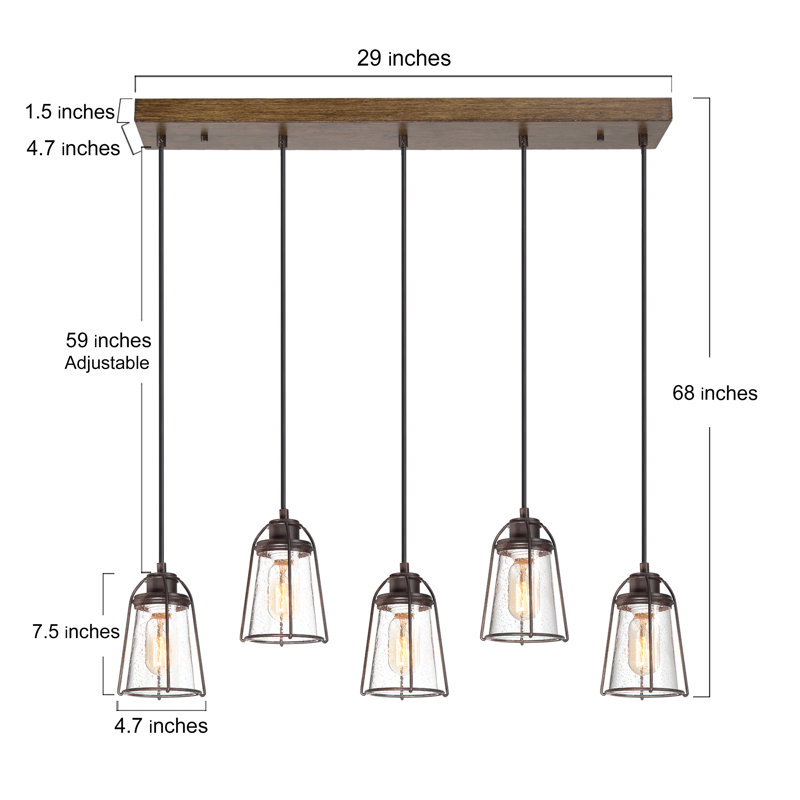 Longshore Tides Gofried 5 - Light Kitchen Island Linear Pendant Light ...