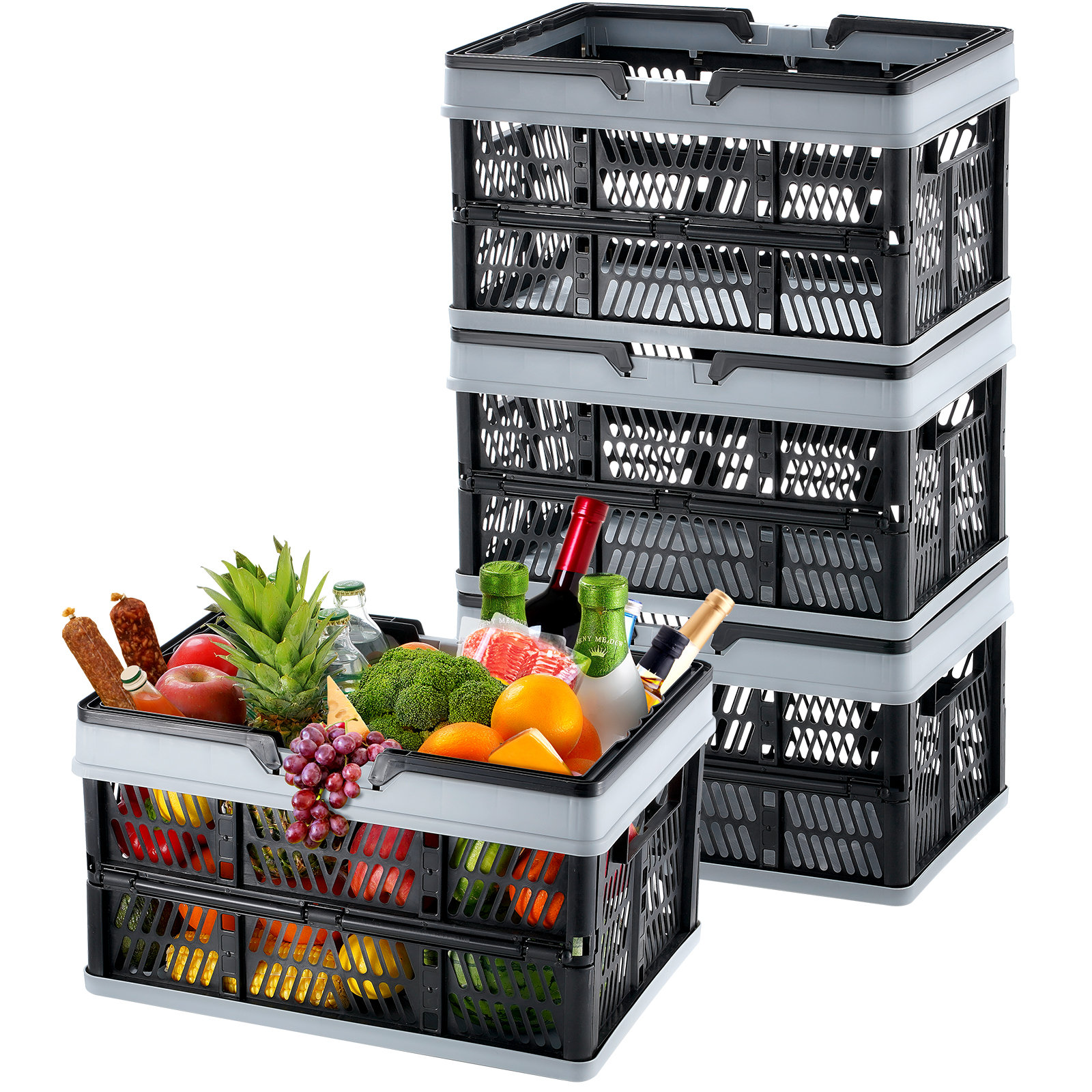 Rebrilliant Collapsible Shopping Basket, 3 Pack, 25L - Wayfair Canada