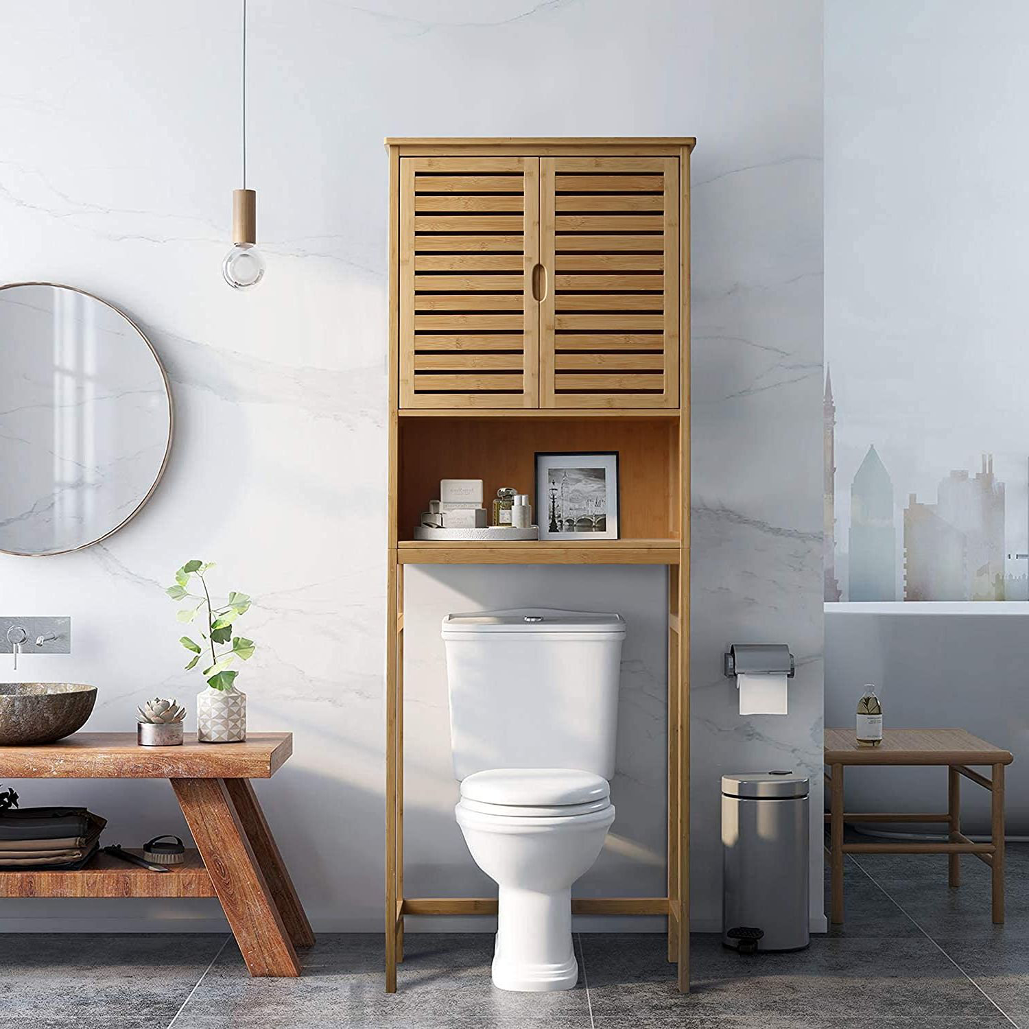 Red Barrel Studio® Solid Wood Freestanding over-the-Toilet Storage ...