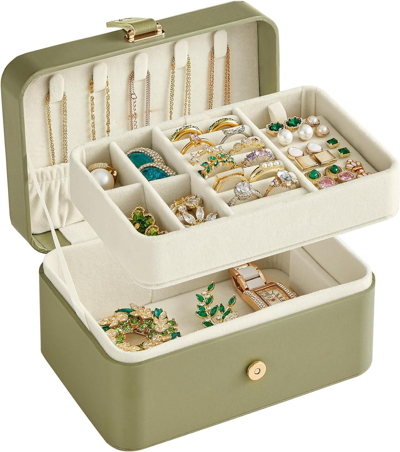 Latitude Run® Jewelry Box, Travel Jewelry Case, 2-Layer Jewelry Holder ...