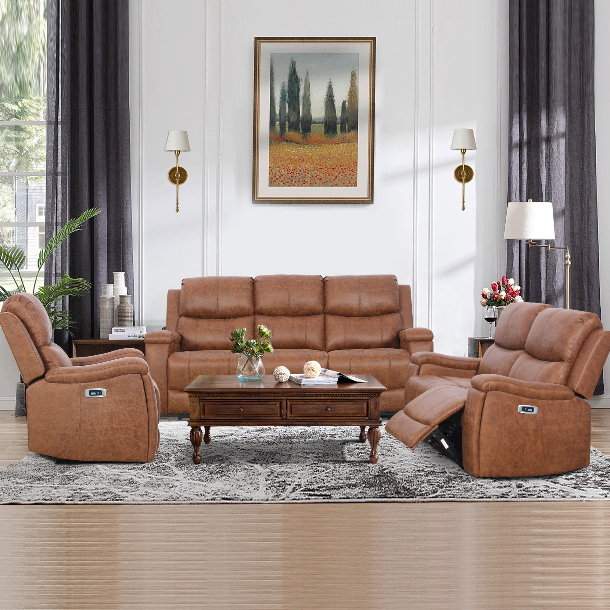 Red Barrel Studio 3 - Piece Faux Leather Power Reclining Living Room ...