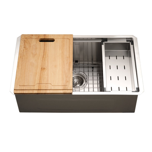 Houzer 30 in Undermount 16-Gauge Stainless Single Bowl Workstation Sink ...