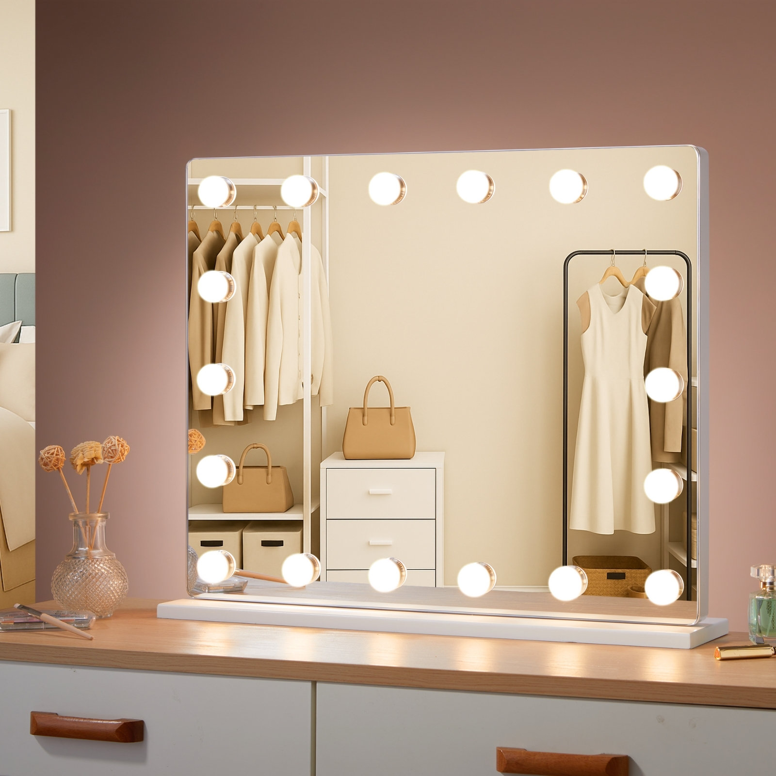 Ebern Designs Vanity Mirror With Makeup Lights, Large Hollywood Light ...