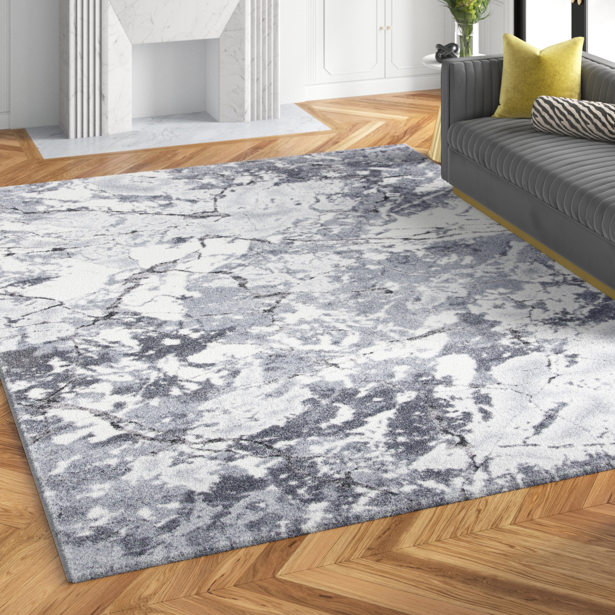 Etta Avenue™ Abstract Gray/Ivory Area Rug & Reviews | Wayfair