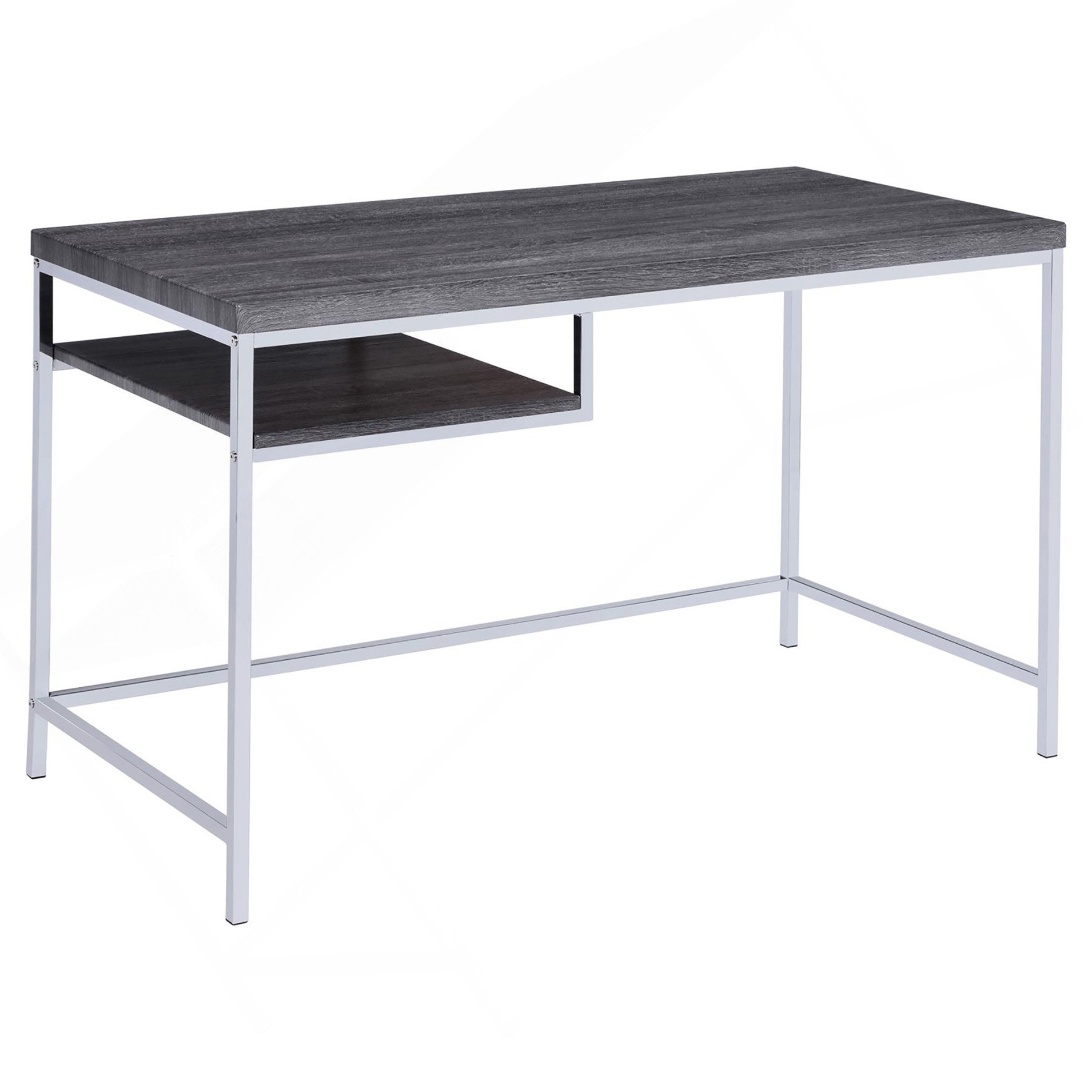 Latitude Run® Weathered Grey And Chrome Rectangular Writing Desk | Wayfair