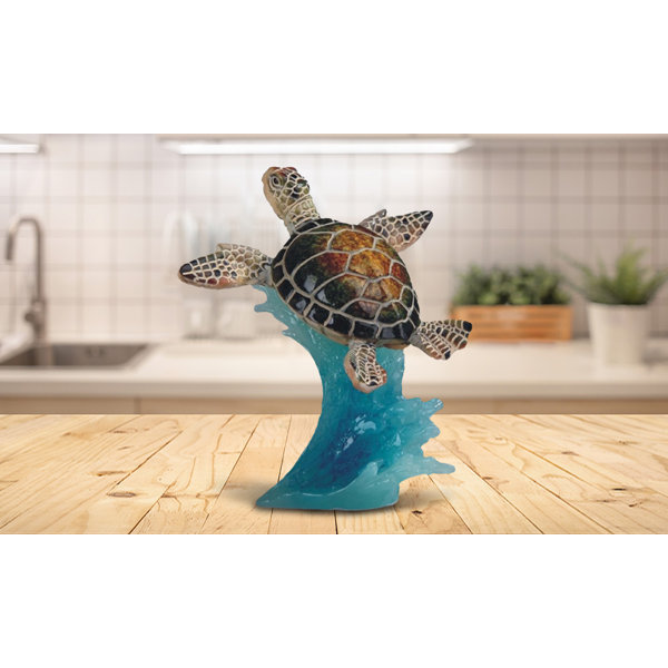 Bay Isle Home™ Aashini Aashini 5"H Blue Sea Turtle Swimming on Waves ...