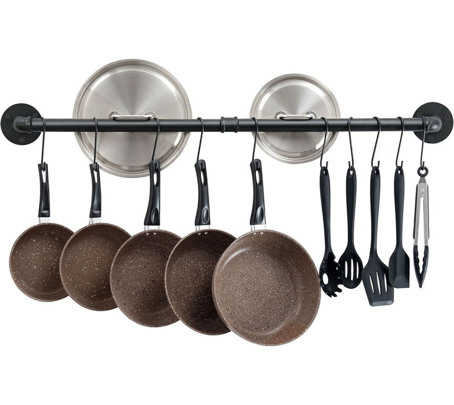 17 Stories Metal Wall Mounted Pot Rack | Wayfair