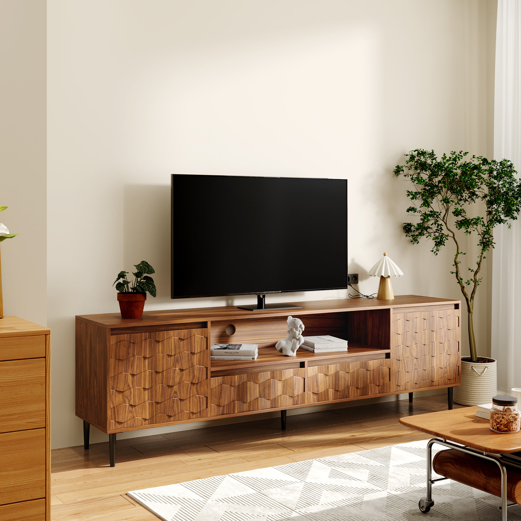 George Oliver Fluted Ulita Entertainment Center Console Media Cabinet ...