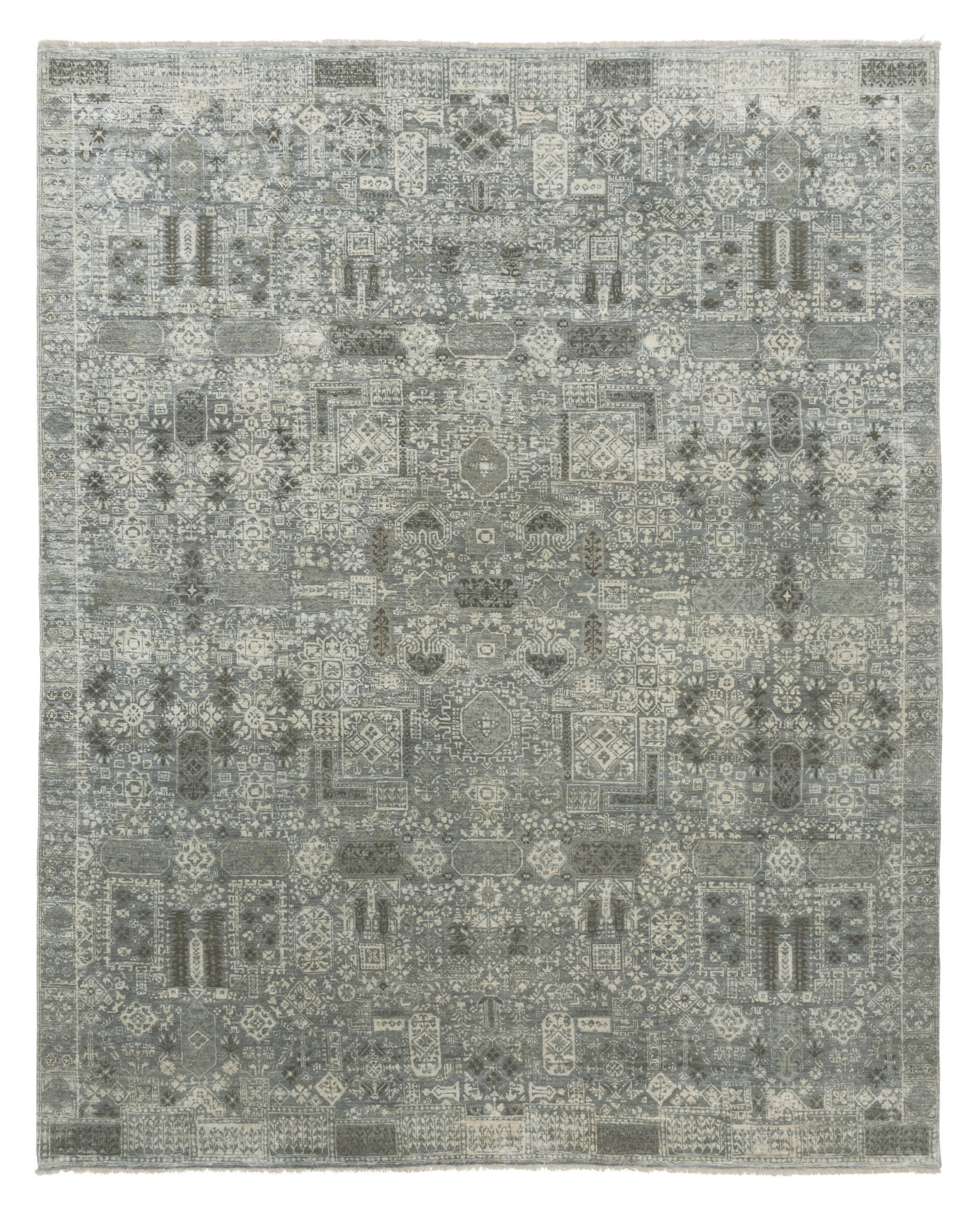 Tufenkian Rani Oriental Hand-Knotted Silk/Wool Area Rug in Brown/Green ...