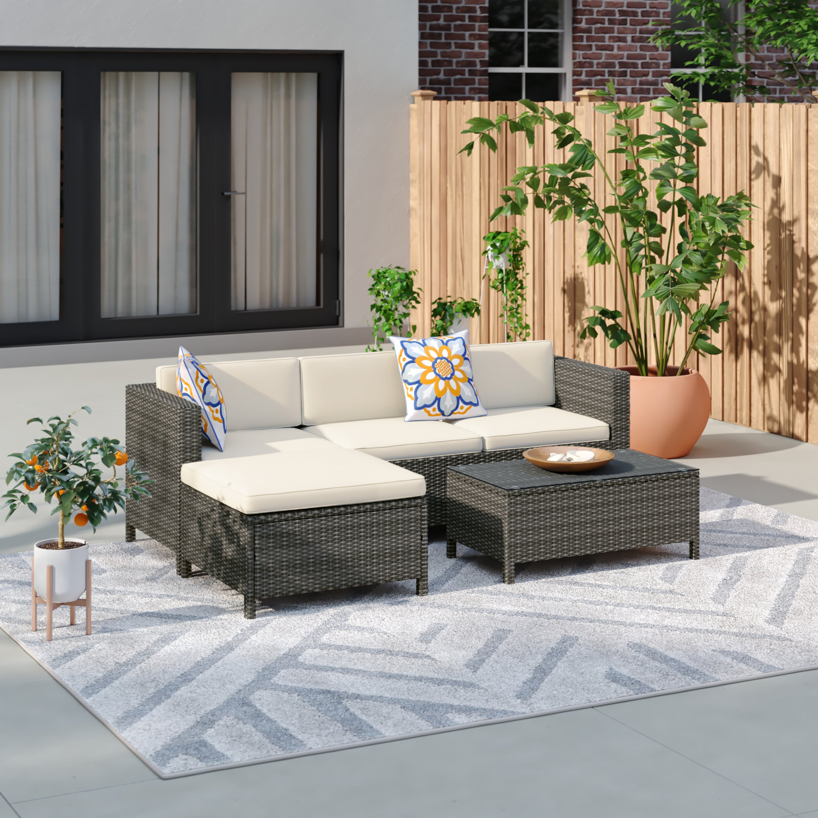 Zipcode Design™ 4 Person Sectional Seating Group with Cushions, Large ...