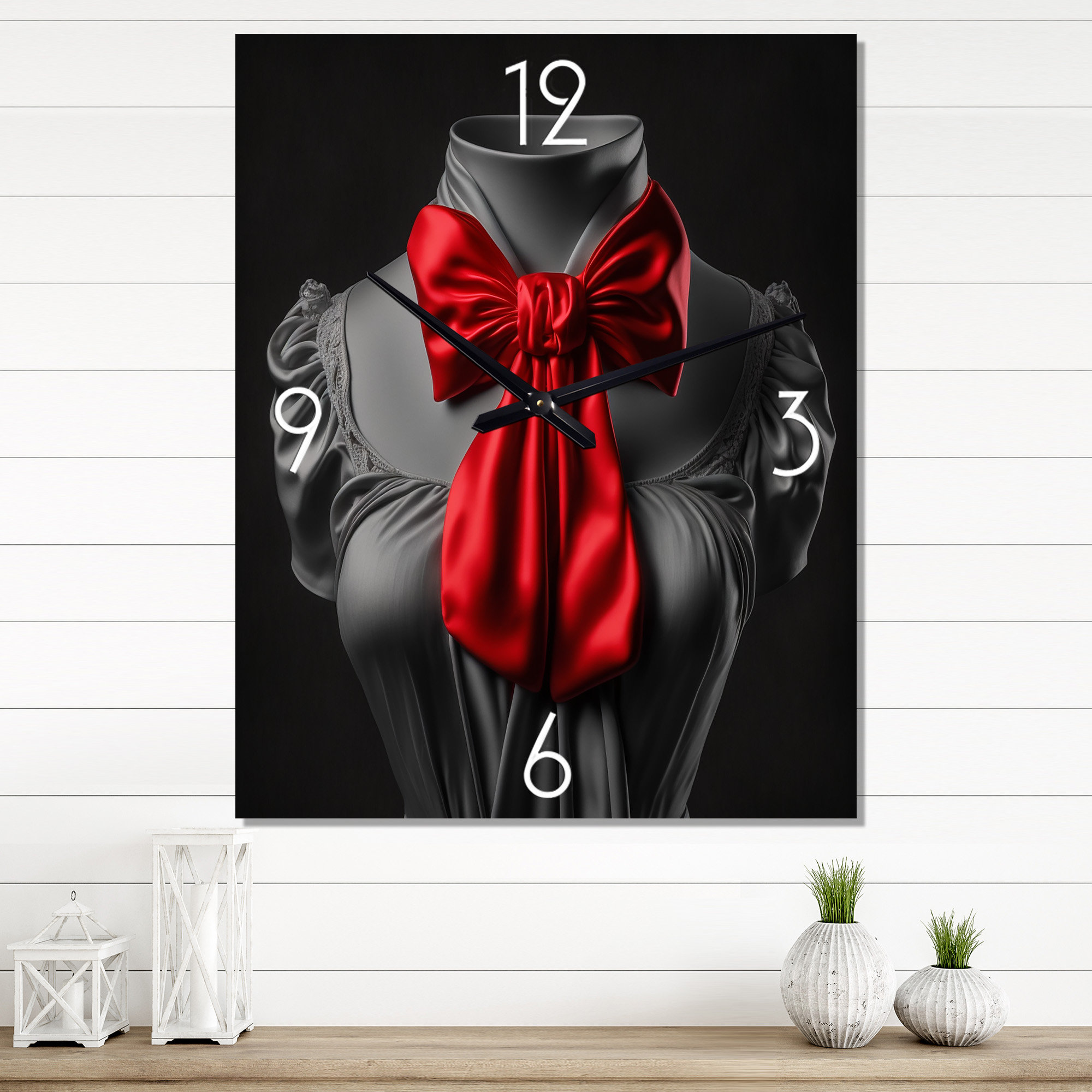 Design Art Vintage Red Ribbon Fashion Bust - Fashion Woman Vintage Wall ...